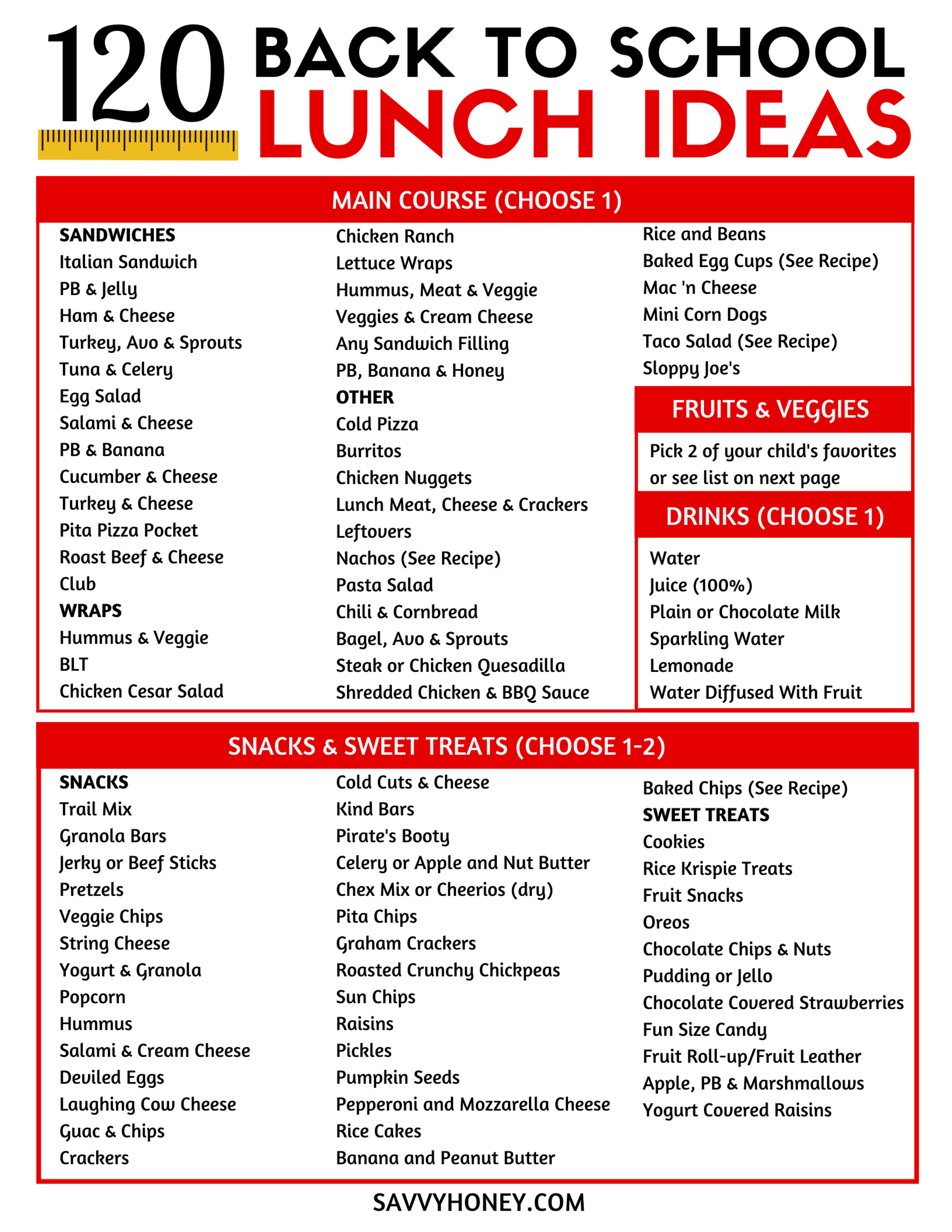 120 Easy Kid Friendly Lunch Ideas For School